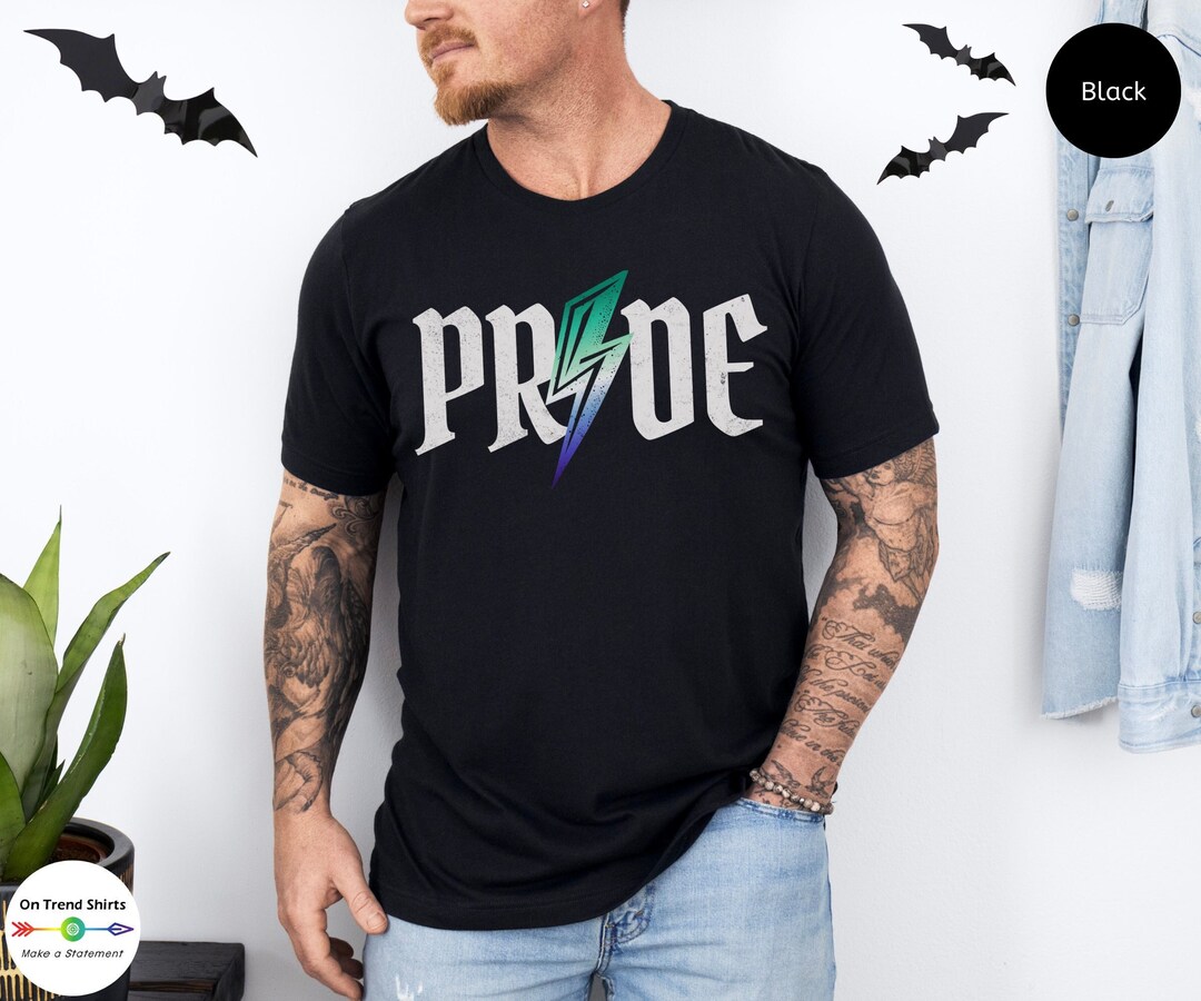 MLM Pride Shirt, Gothic Gay Shirt, MLM Flag Thunderbolt, Gay Male Pride ...