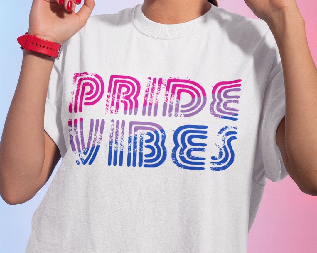 Pride Vibes, Retro Bisexual Shirt, Distressed Look Bi Pride Shirt ...