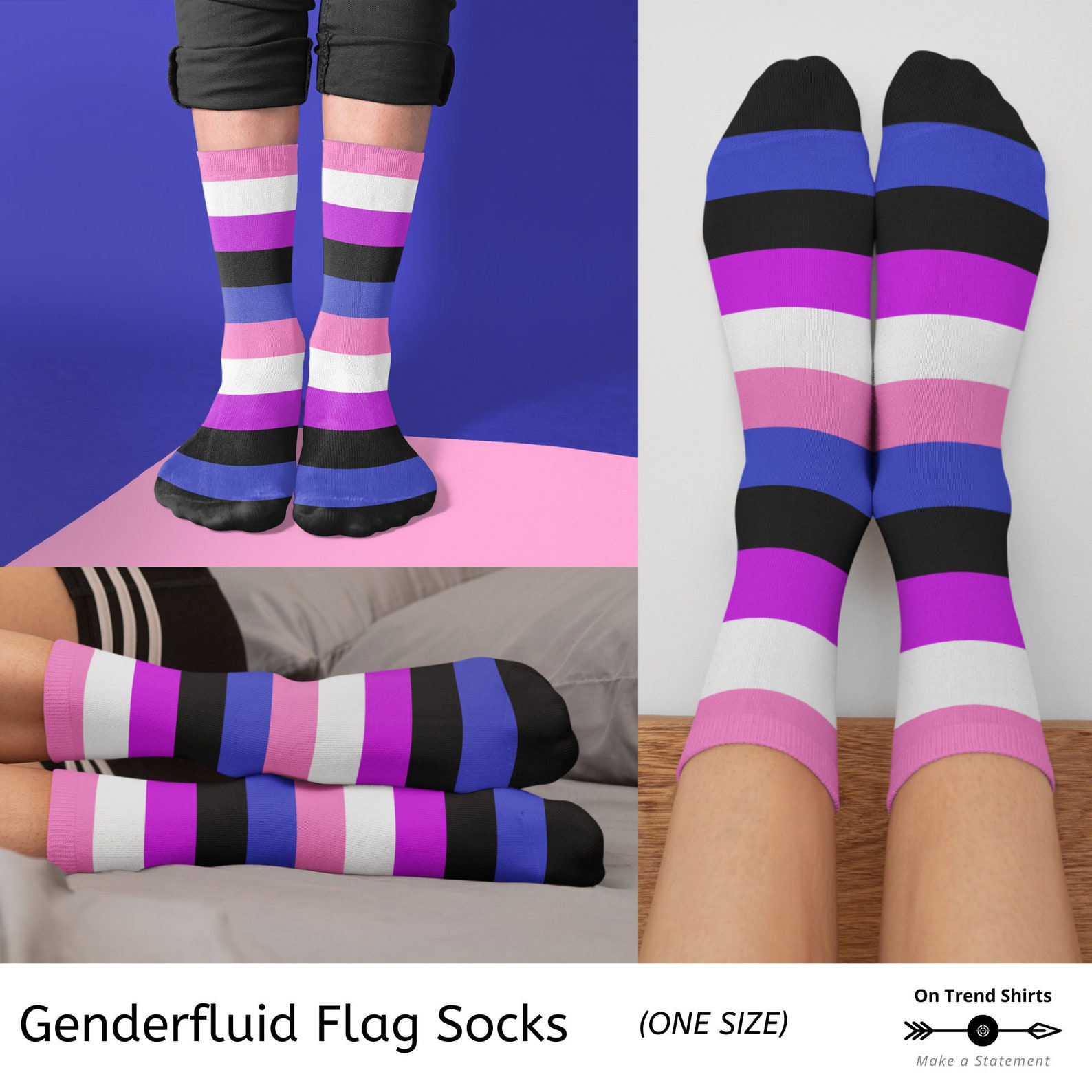 Genderfluid Pride Flag Socks Genderfluid Clothing Gender - Etsy