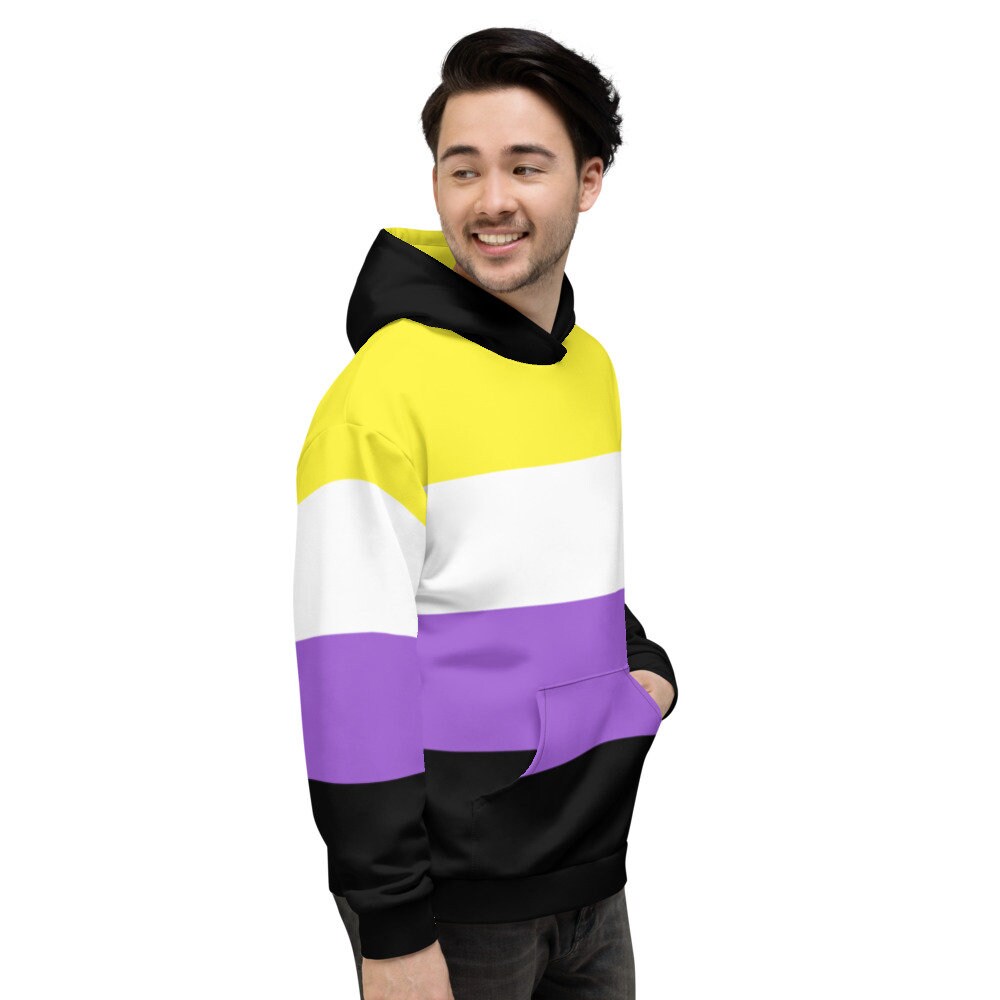 Nonbinary Hoodie Nonbinary Flag Hooded Sweatshirt Nonbinary | Etsy