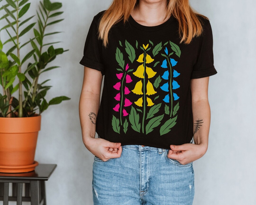 Subtle Pansexual Pride Shirt Pan Pride Flower Shirt Floral Pansexual Shirt Discreet Pansexual