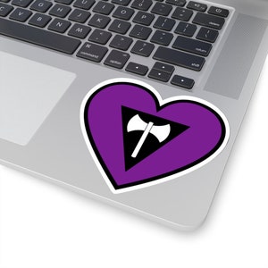 Labrys Lesbian Flag Heart Sticker, Feminist Lesbian Pride Flag Sticker ...