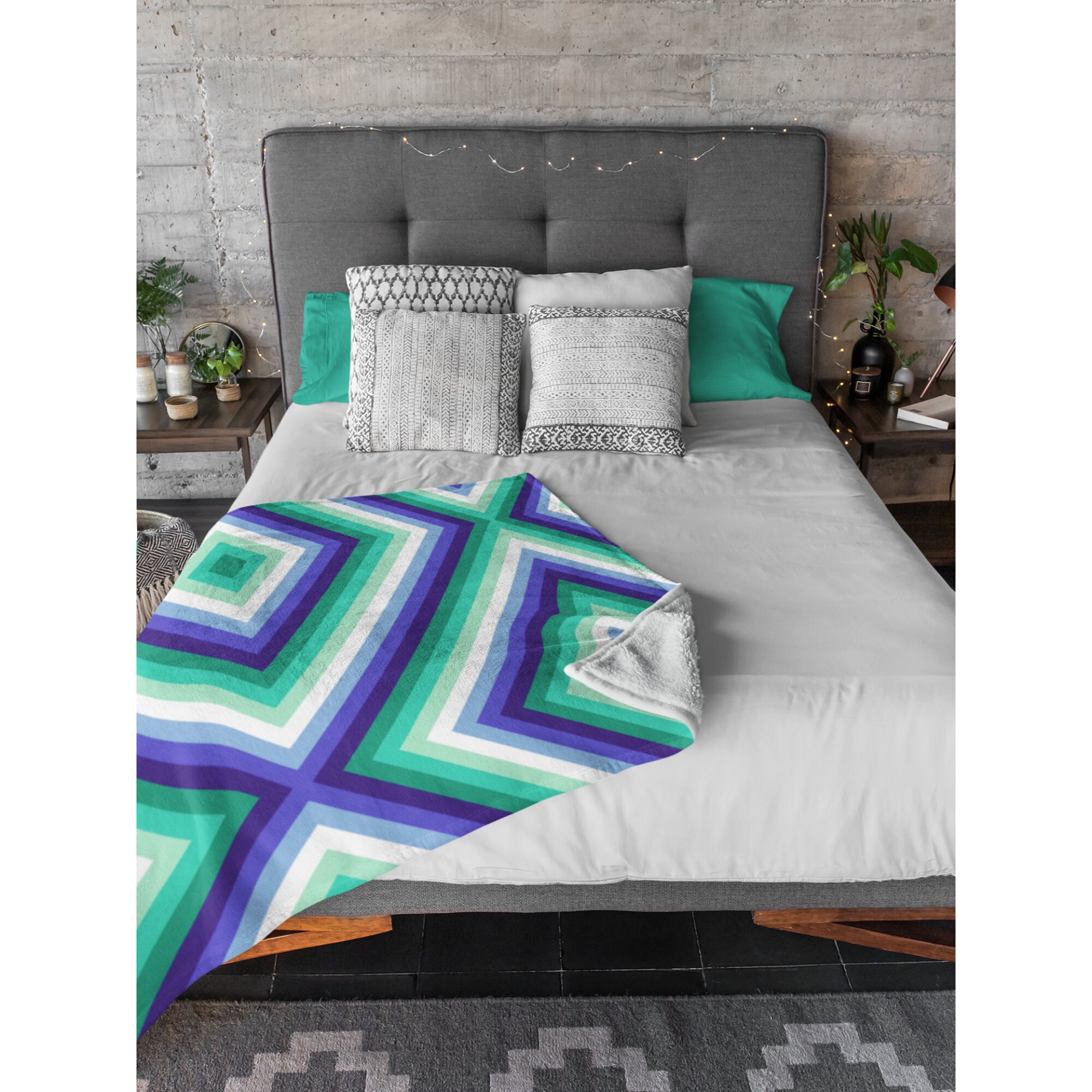 Geometric MLM Pride Flag Blanket, Blue Gay Flag Aesthetic Room Decor ...