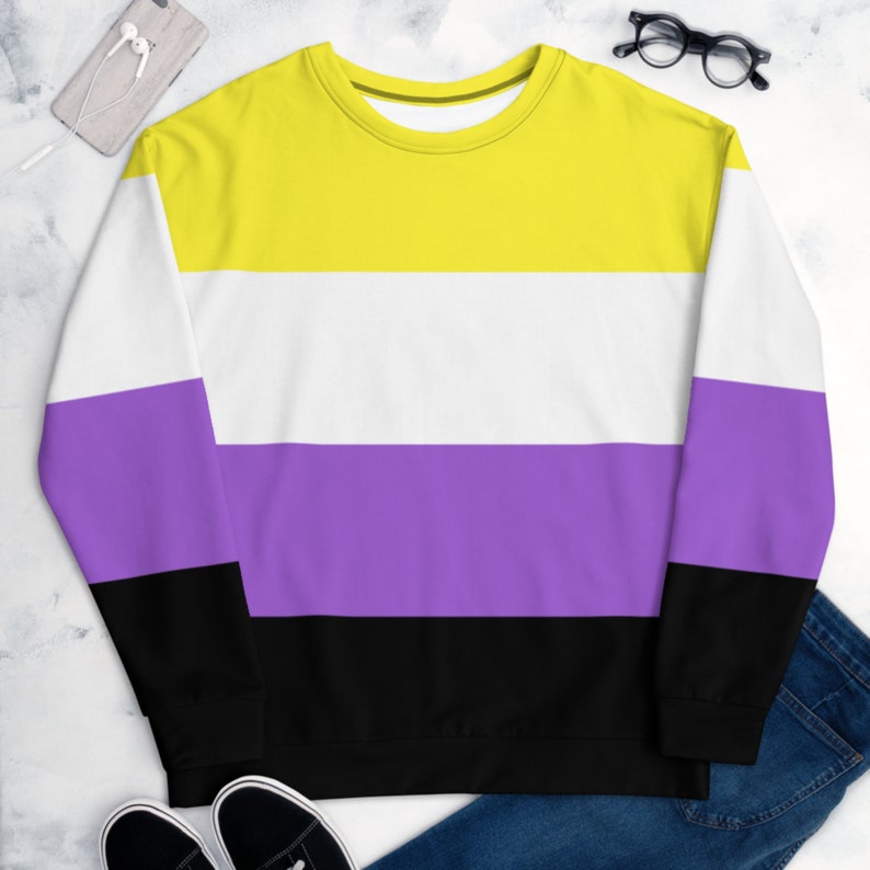 Nonbinary Sweatshirt Nonbinary Flag Sweater Non Binary Pride | Etsy