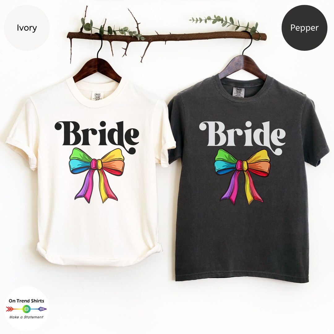 Comfort Colors® Coquette LGBT Bride Shirts With Rainbow Bow, Y2K ...