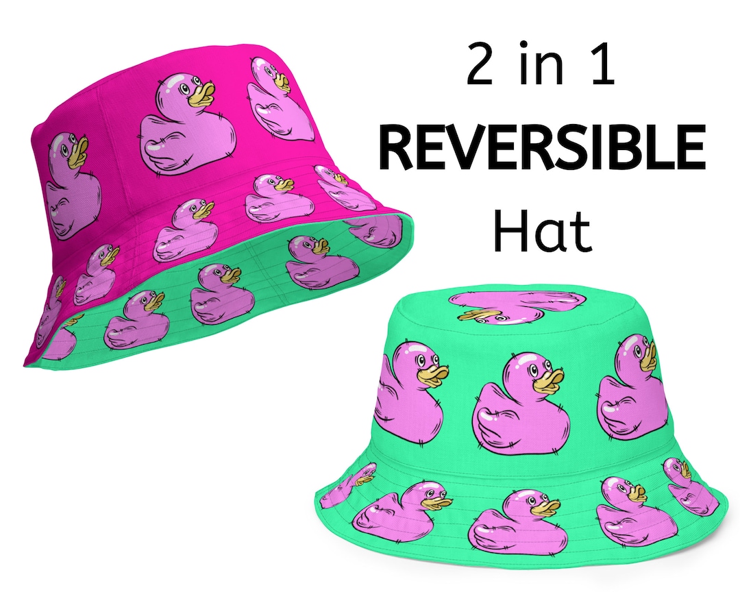 2 in 1 Reversible Pink Duck Kawaii Bucket Hat, Mint Kawaii Hat With ...