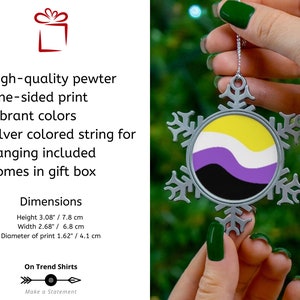 Non Binary Ornament, Pewter Snowflake Ornament, Nonbinary Christmas Ornament, Enby Christmas ...