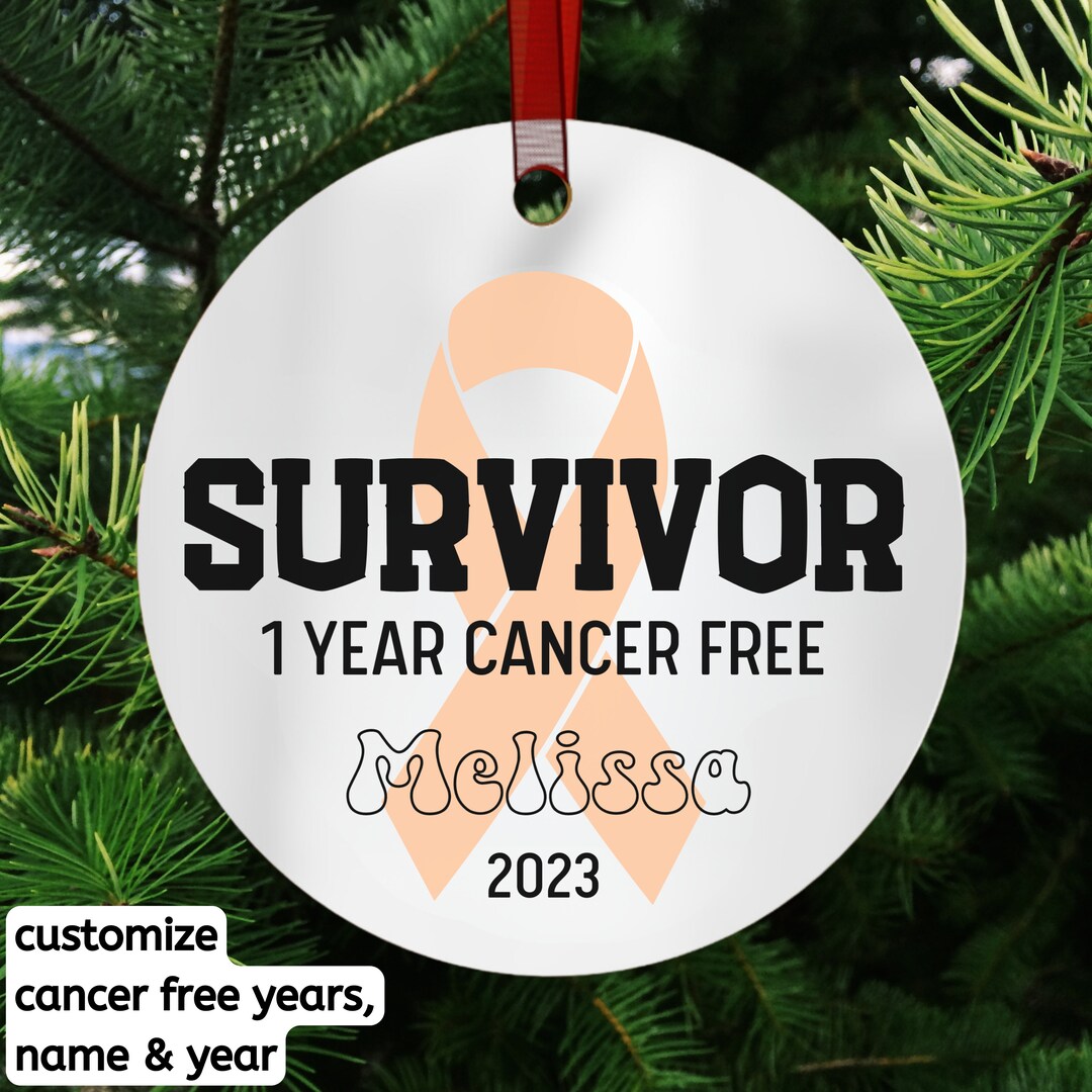 Custom Uterine Cancer Survivor Ornament, Customized Peach Cancer Ribbon ...