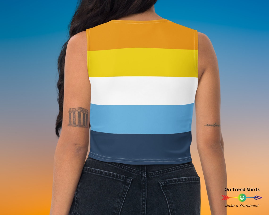 Aroace Sunset Flag Crop Top, Cropped Aroace Pride Tank Top, Aro Ace ...
