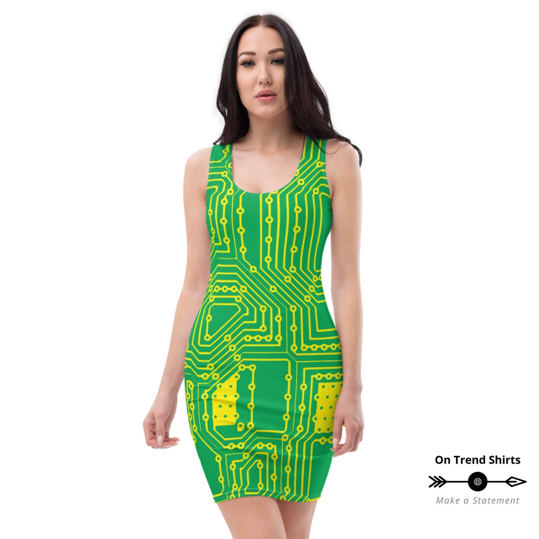 Circuit Board Dress, Cyber Goth, Pencil Dress, Cyber Goth Dress, Cyber ...