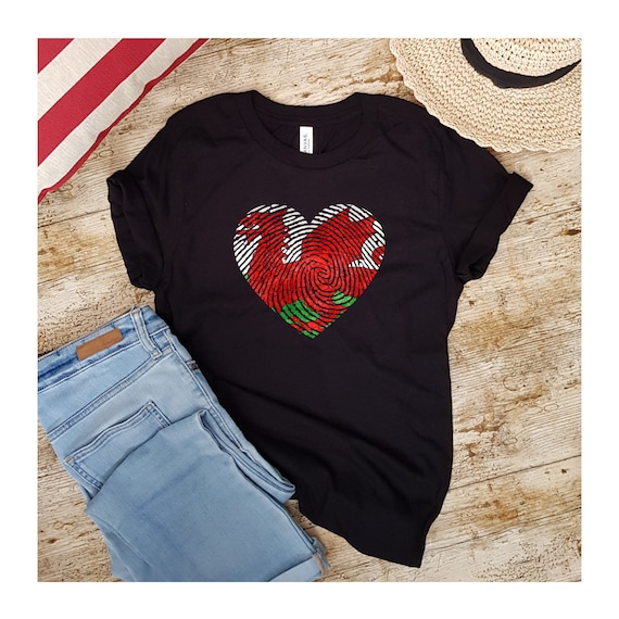 Welsh Heart Shirt Welsh Flag Tshirt Love Wales Tee Welsh | Etsy