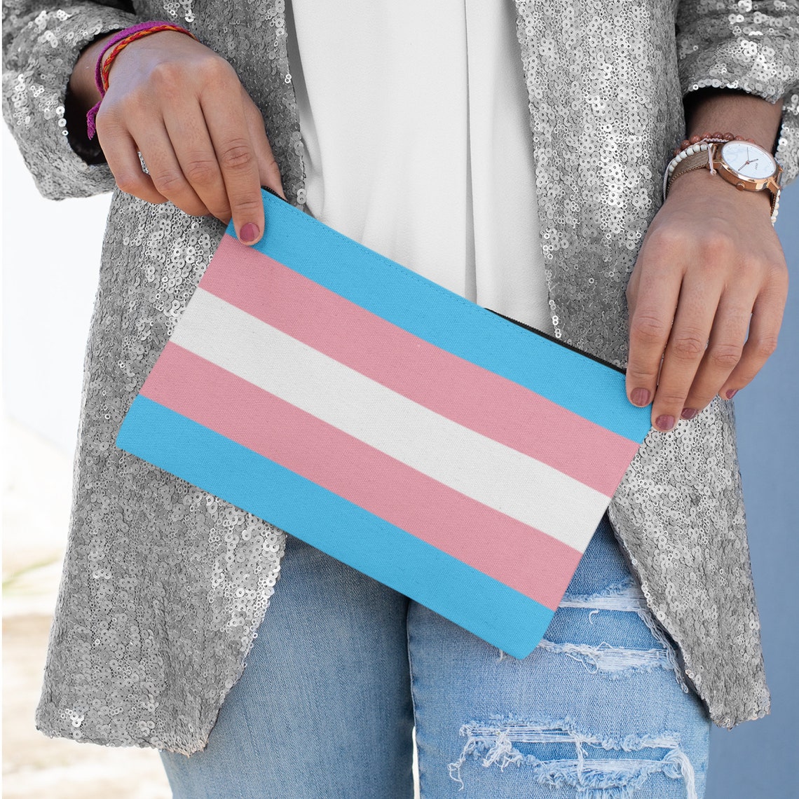 Transgender Bag, Trans Pride Zipper Pouch, Trans Pride Flag Cosmetic ...