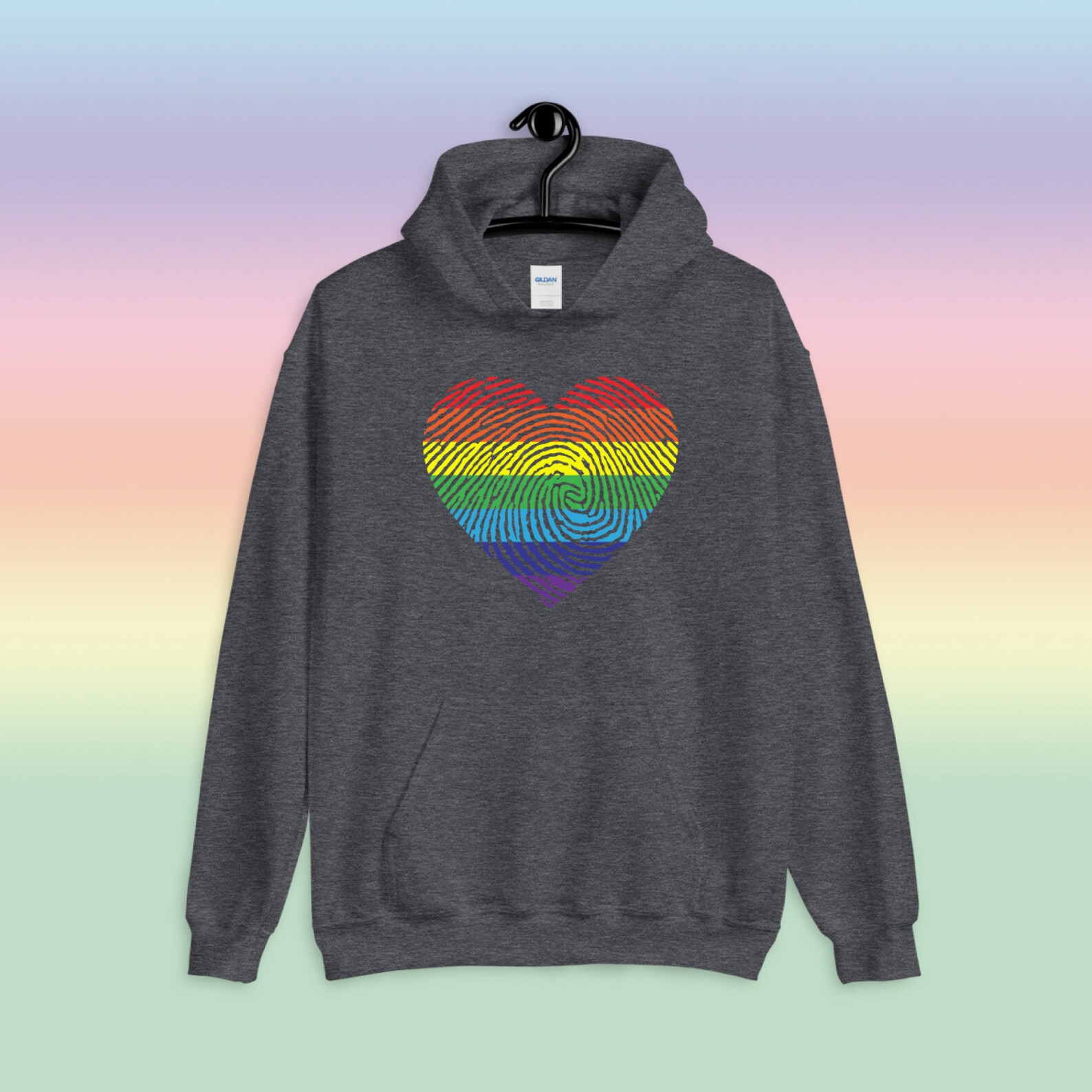 Rainbow Pride Hoodie, Gay Pride Hooded Sweatshirt, Rainbow Heart, Pride ...