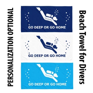 Deep Sea Diving Gift, Diver Beach Towel, Personalized Towels ...