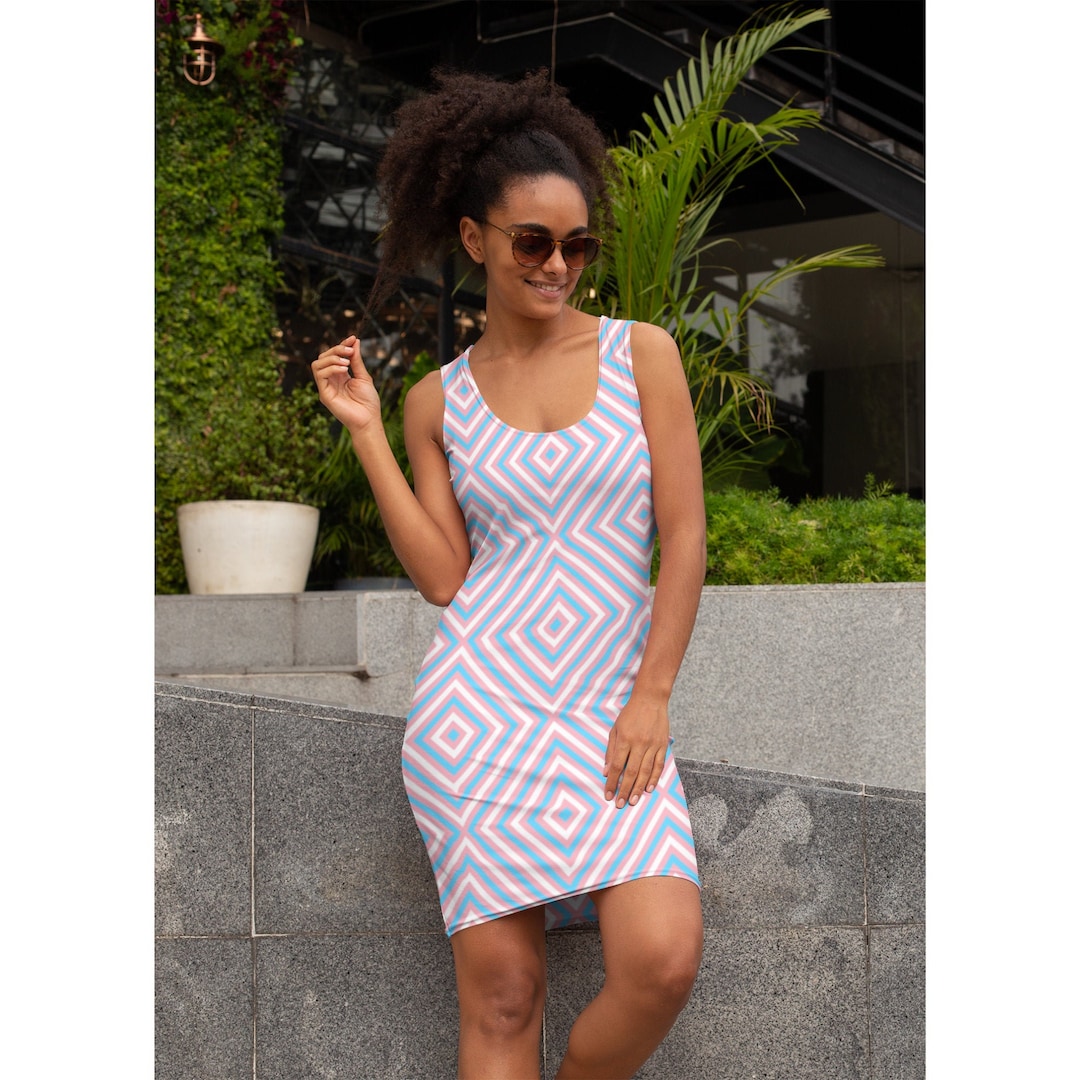 Transgender Dress, Geometric Trans Pride Dress, Trans Pride Flag ...