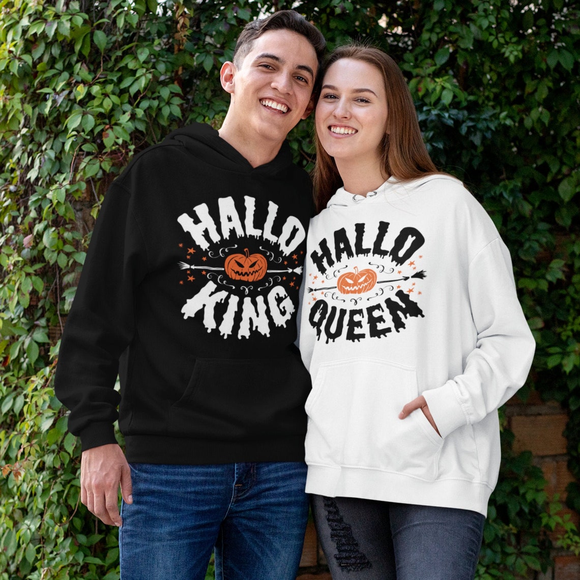 Matching Halloween Couple Hoodies Halloqueen Halloking | Etsy