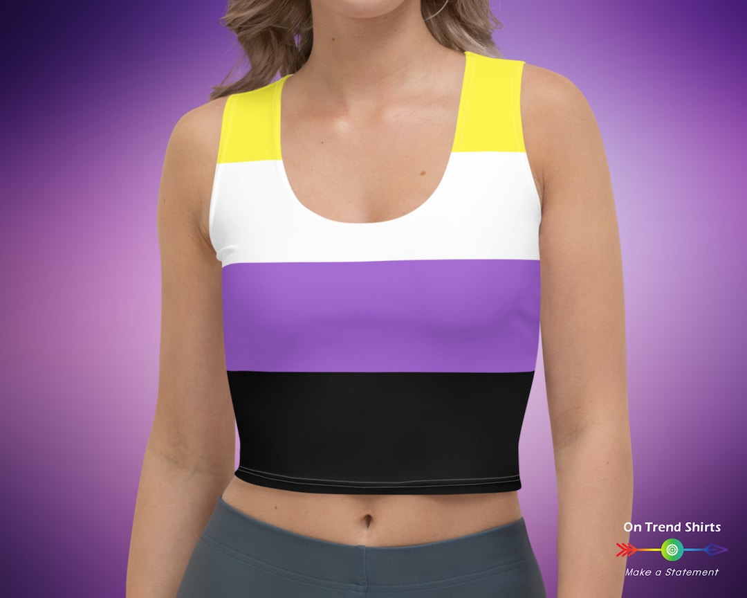 Nonbinary Flag Crop Top, Cropped Nonbinary Pride Tank Top, Non Binary ...