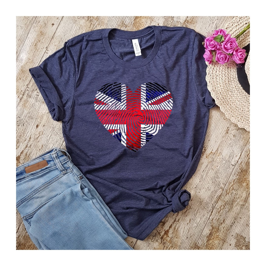 Union Jack Heart Shirt, British Flag Tshirt, UK Flag Tee, Britain Gift ...