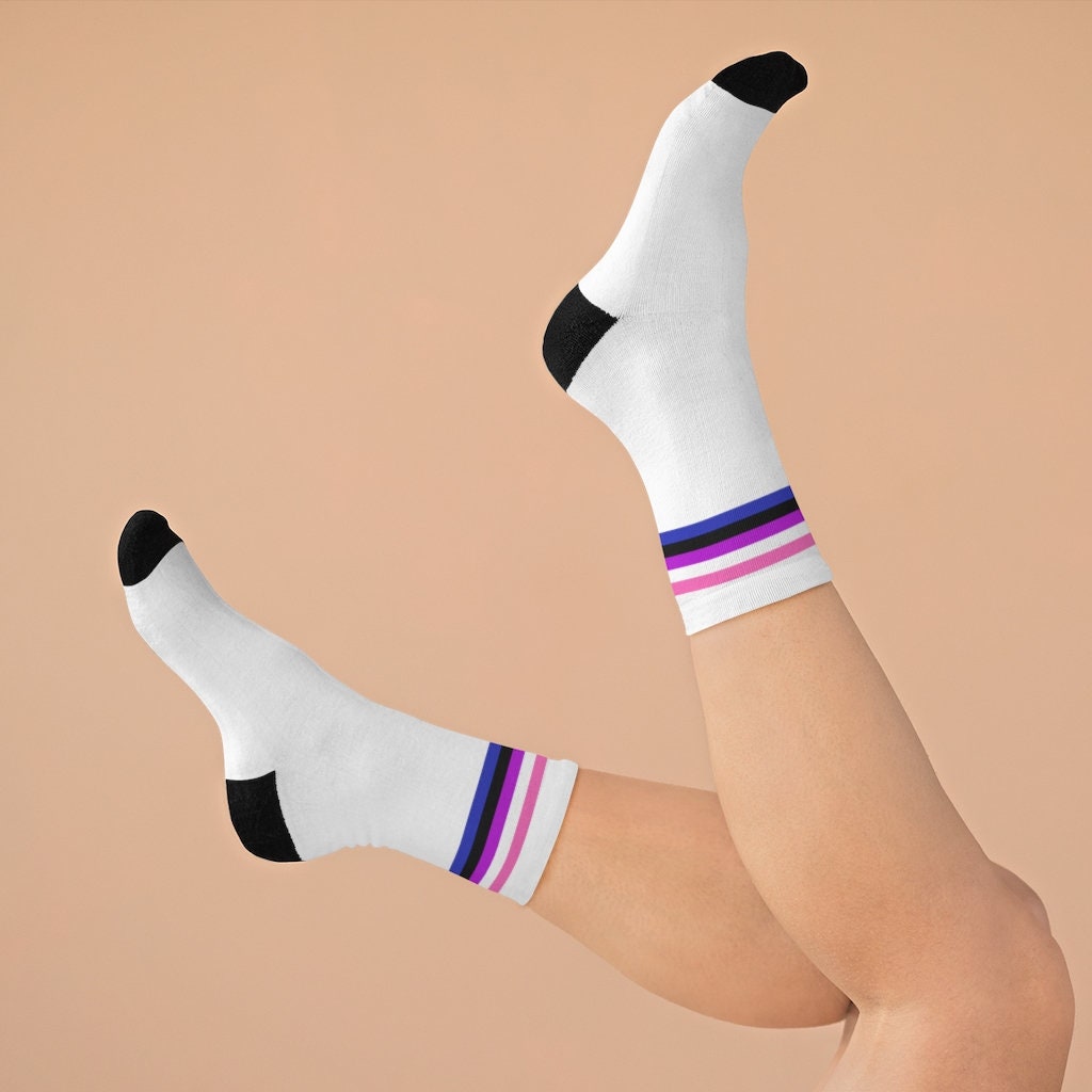 Genderfluid Socks One Size White Striped Gender Fluid Socks - Etsy