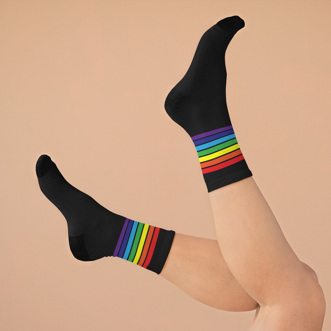 Rainbow Socks Striped Rainbow Pride Socks LGBT Accessories - Etsy