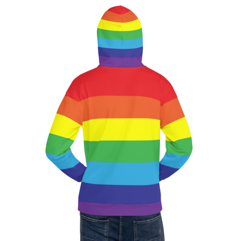 Rainbow Hoodie Rainbow Sweater Gay Pride Hoodie Lgbt Etsy