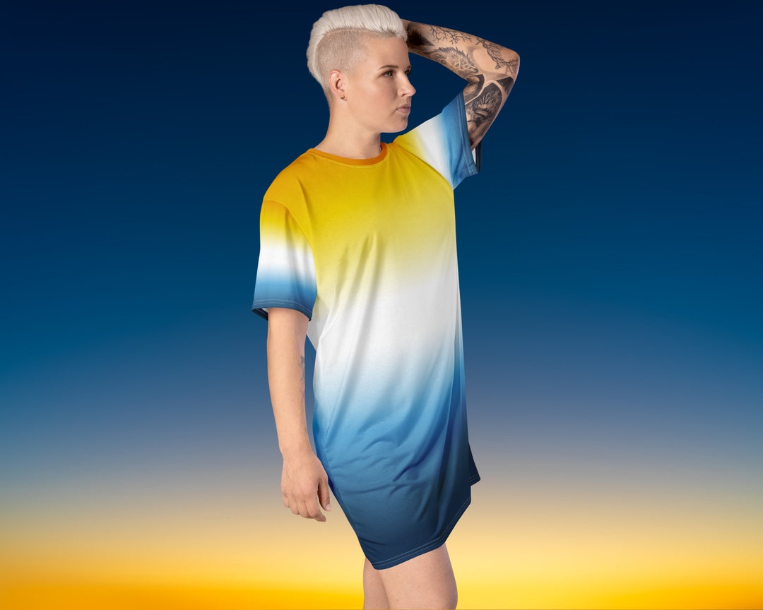 2xs - 6xl Ombré Aroace Dress, Oversized Aroace Pride Dress, Baggy Aro ...