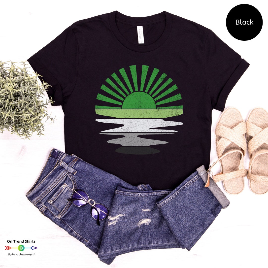 Subtle Aromantic Shirt, Aro Pride Sunset Shirt, Discreet Aromantic Flag ...