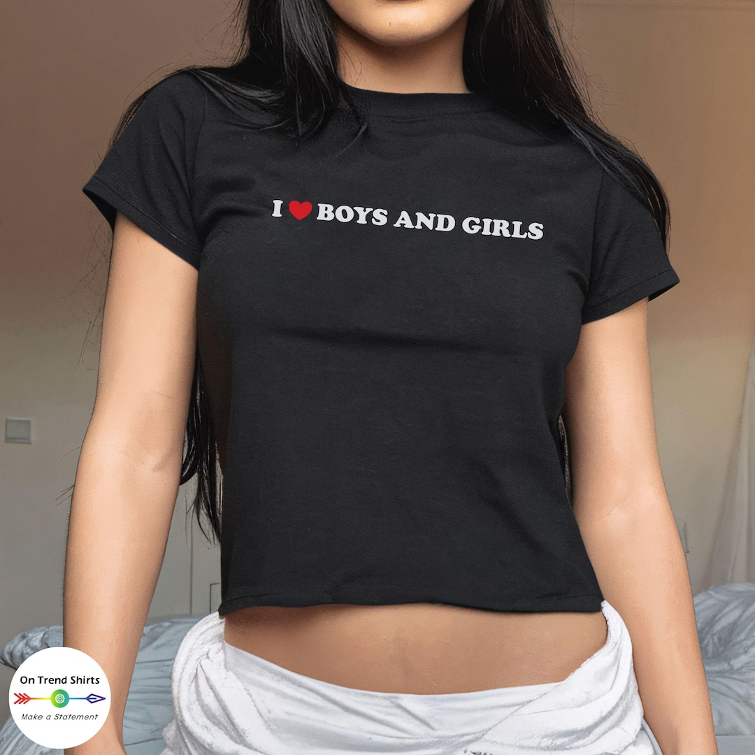 I Love Boys and Girls Bisexual Shirt, Bisexuality Y2K Baby Tee, Bi ...