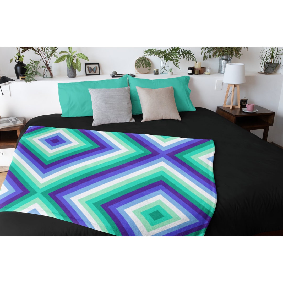 Geometric MLM Pride Flag Blanket, Blue Gay Flag Aesthetic Room Decor ...