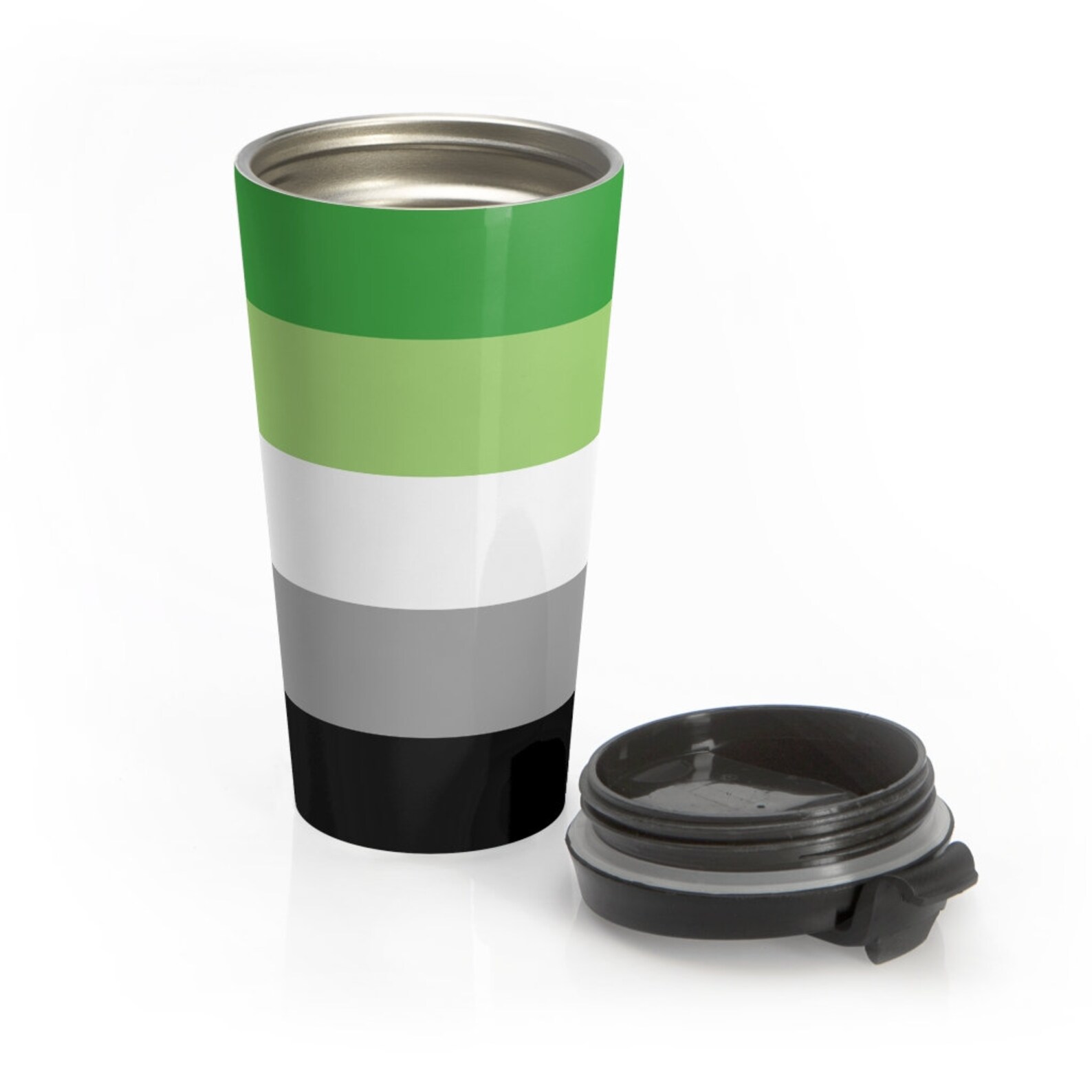 Aromantic Flag Travel Mug, Insulated Stainless Steel Aromantic Pride ...