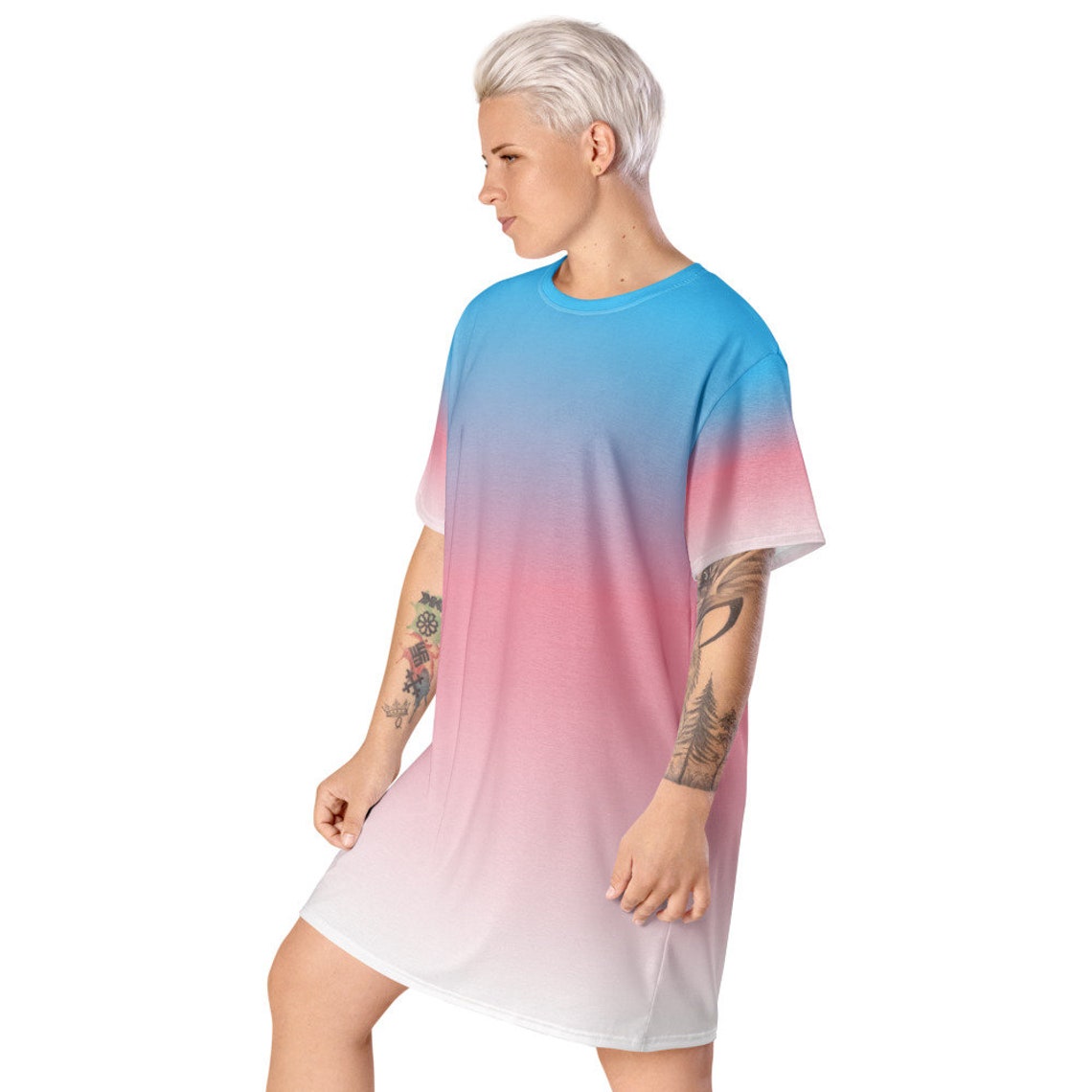 2xs 6xl Ombré Trans Flag Dress Oversized Trans Dress Trans | Etsy