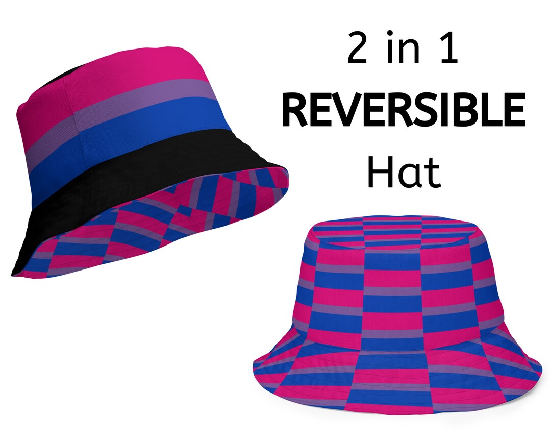 2 en 1 reversible Bisexual Pride Bucket Hat, Bisexual Hat, Bi Pride Hat ...