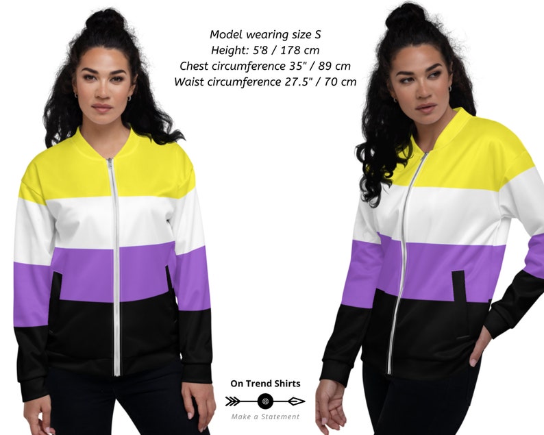 Nonbinary Flag Bomber Jacket, Nonbinary Clothes, Non Binary Clothing ...