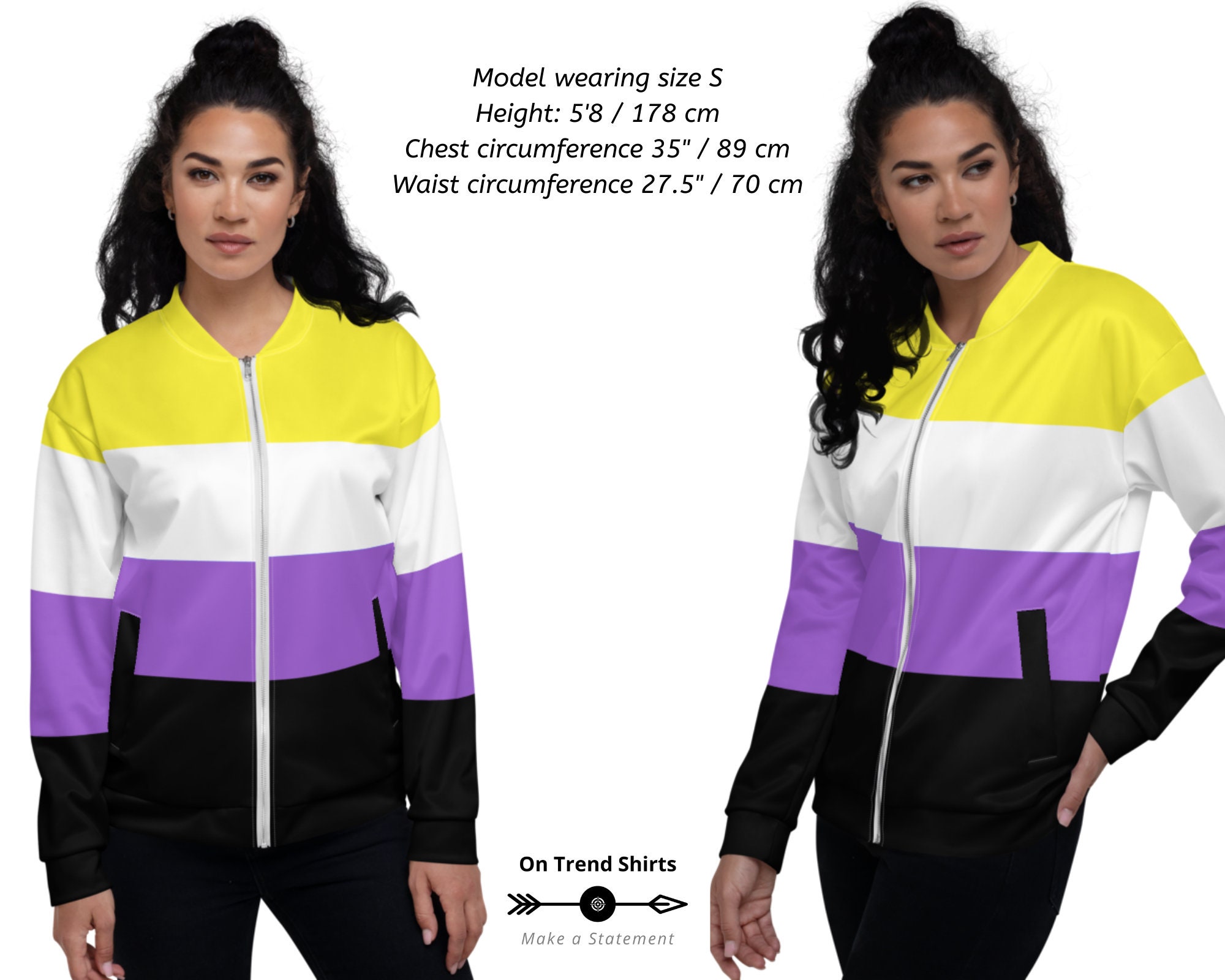 Nonbinary Flag Bomber Jacket Nonbinary Clothes Non Binary | Etsy