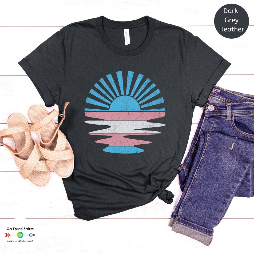 Subtle Trans Pride Shirt, Discreet Trans Shirt, Transgender Sunset ...