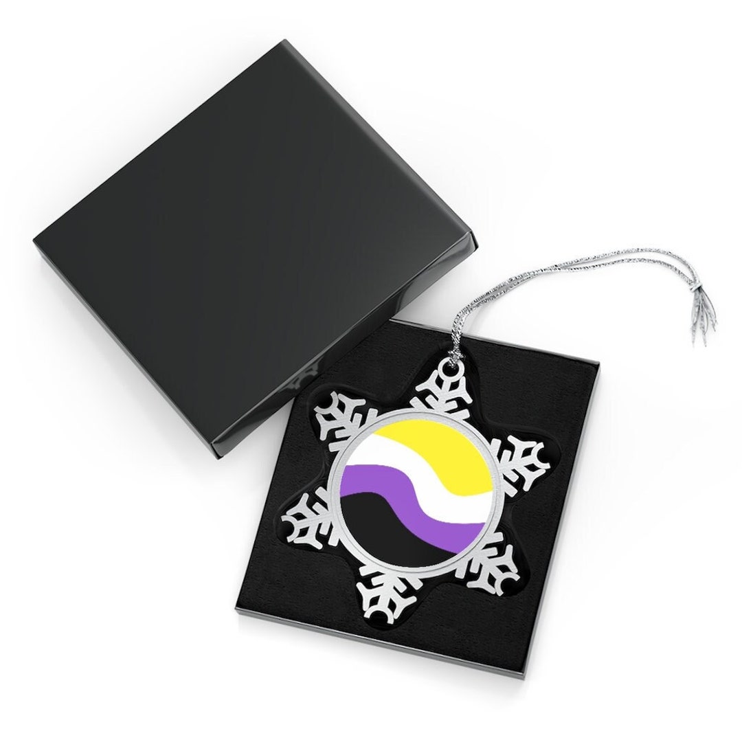 Non Binary Ornament, Pewter Snowflake Ornament, Nonbinary Christmas Ornament, Enby Christmas ...