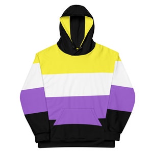 Nonbinary Hoodie, Nonbinary Flag Hooded Sweatshirt, Nonbinary Pride ...