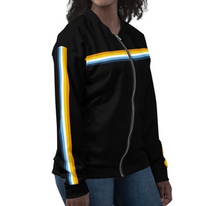 Aroace Flag Stripe Bomber Jacket, Classic Retro Style Aroace Pride ...