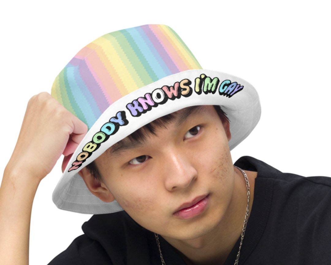 Nobody Knows I'm Gay Bucket Hat, Gay Pride Hat, Funny Gay Hat, Pastel ...