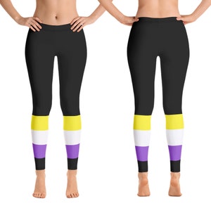 Nonbinary Leggings, Non Binary Pride Workout Leggings, Nonbinary Flag ...