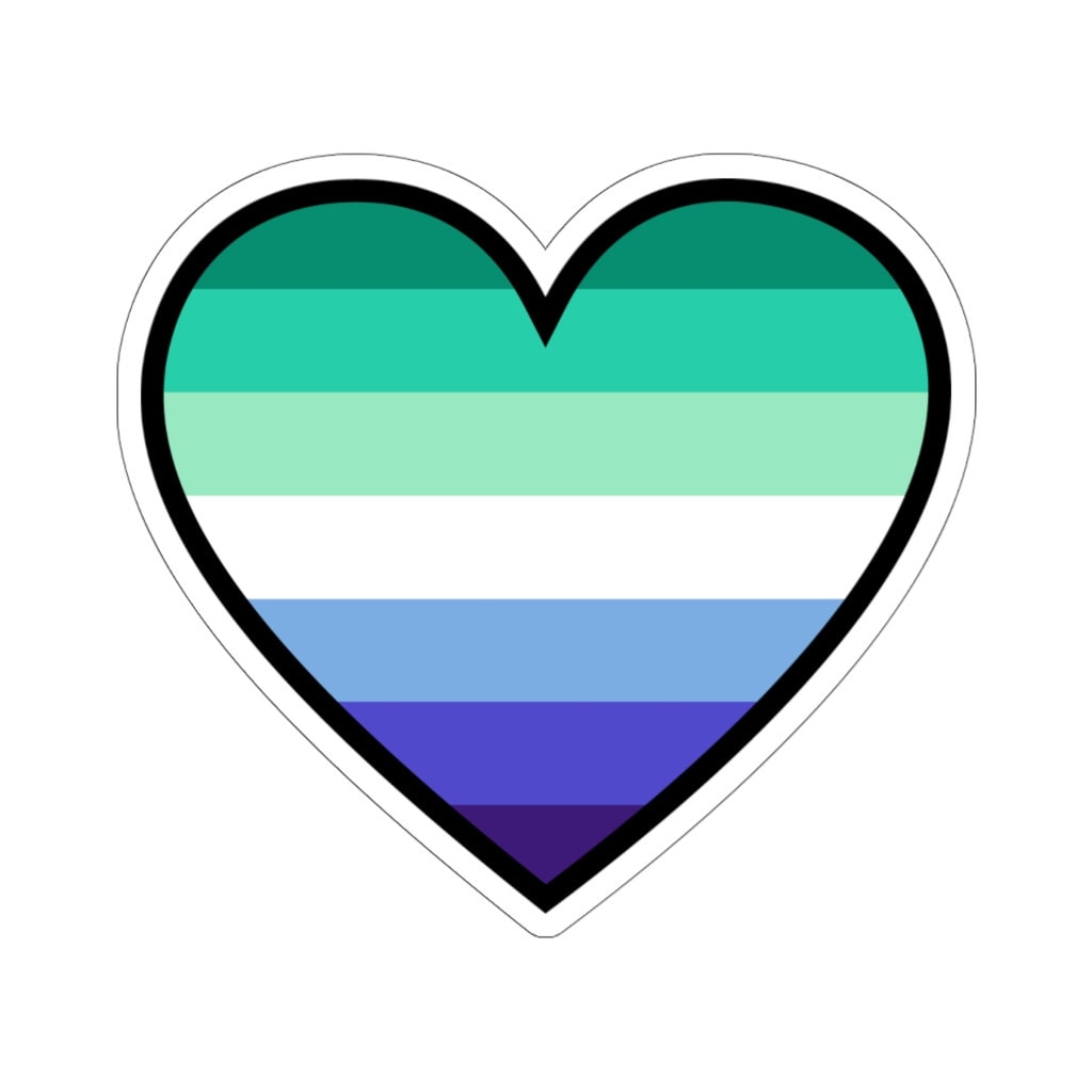 MLM Pride Flag Heart Sticker, Blue Gay Flag Aesthetic Stickers, Gay ...