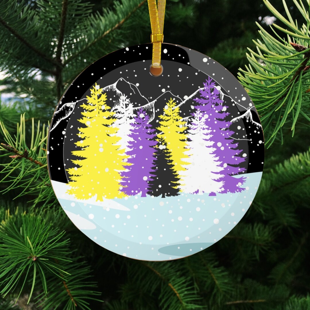 Nonbinary Glass Ornament, Non Binary Christmas Ornament, Enby Pride ...