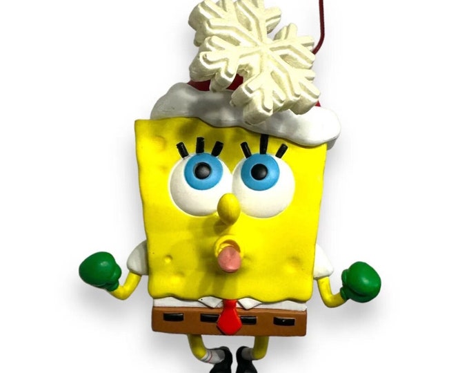 2005 Viacom Spongebob Squarepants Christmas Ornament Santa Hat Licking ...