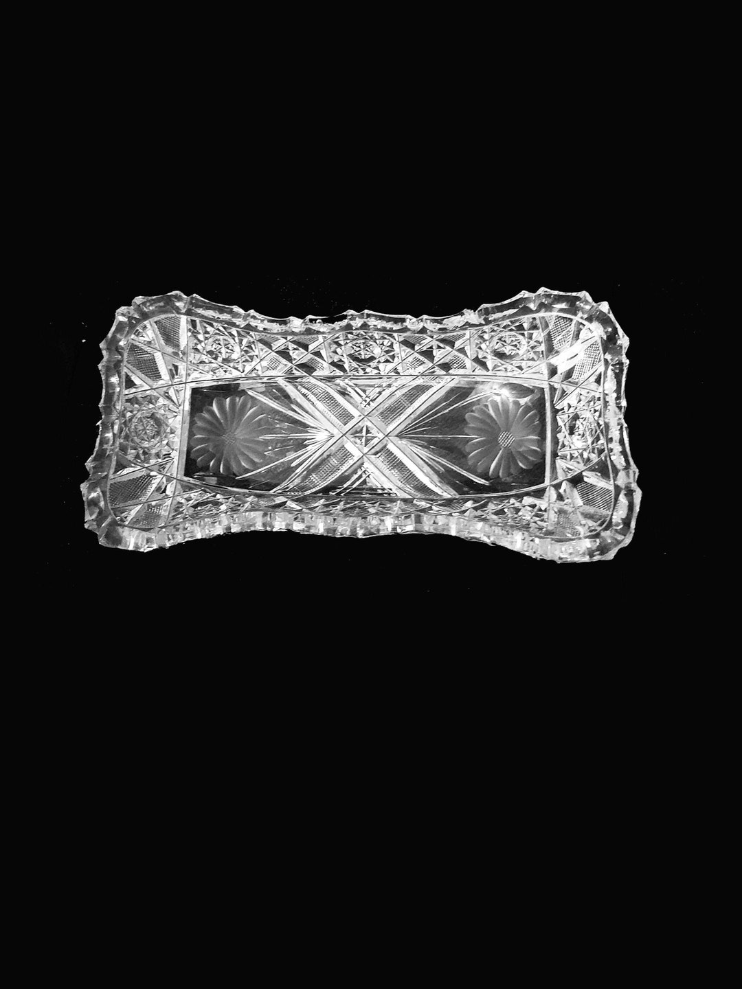 Antique Cut Crystal Relish Dish - Etsy