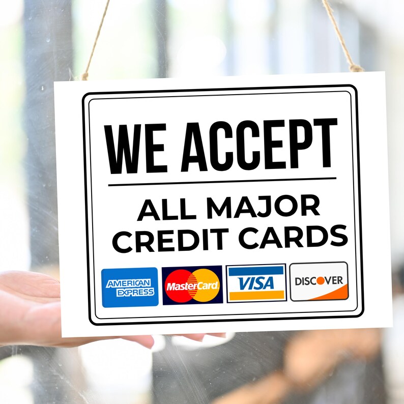Credit Cards Accepted Sign | Printable Business Sign| Payment Method ...