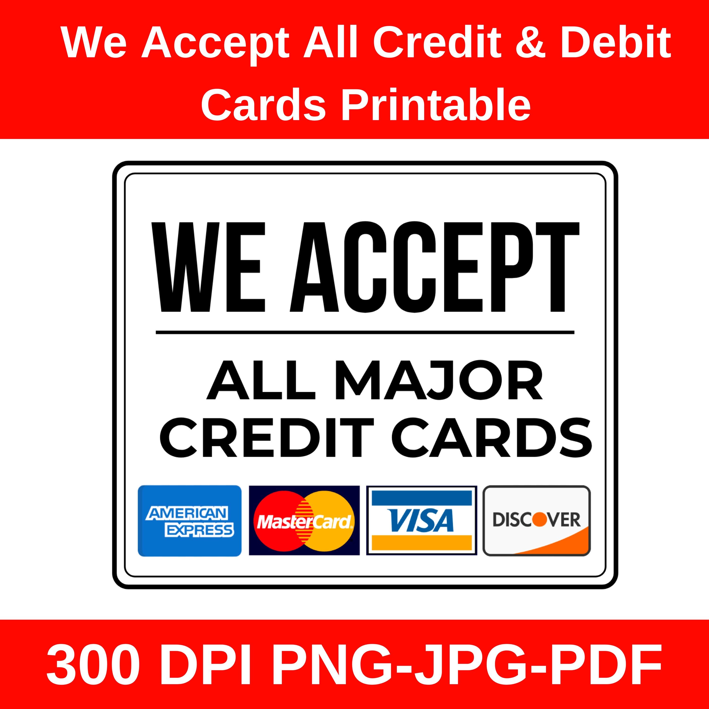 Credit Cards Accepted Sign | Printable Business Sign| Payment Method ...