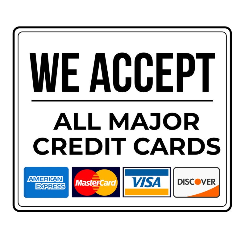 Credit Cards Accepted Sign | Printable Business Sign| Payment Method ...