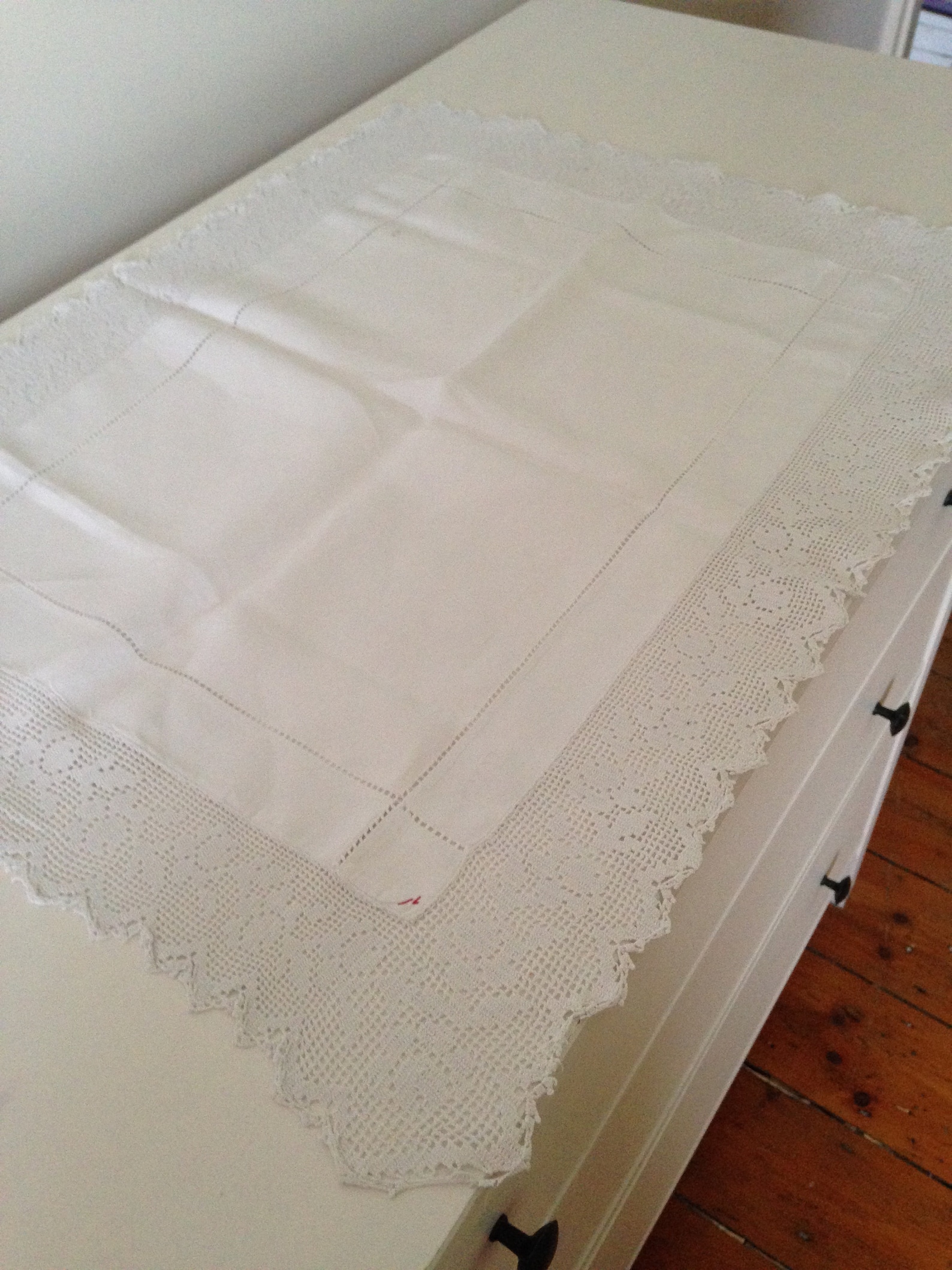 Vintage white linen tray cloth | Etsy