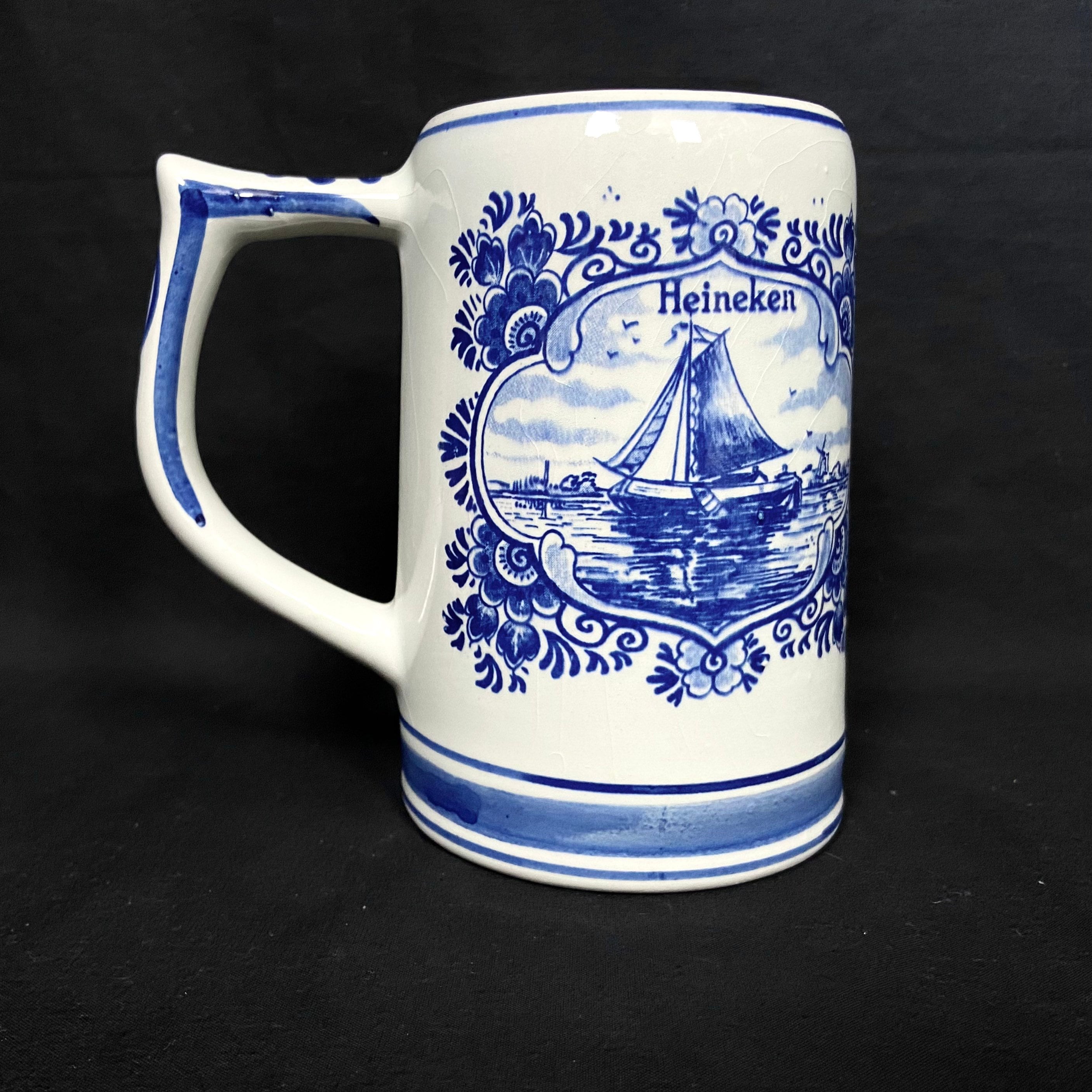 70s Vintage Heineken Beer Jug. Delft Blue Hand Painted Beer Tankard ...