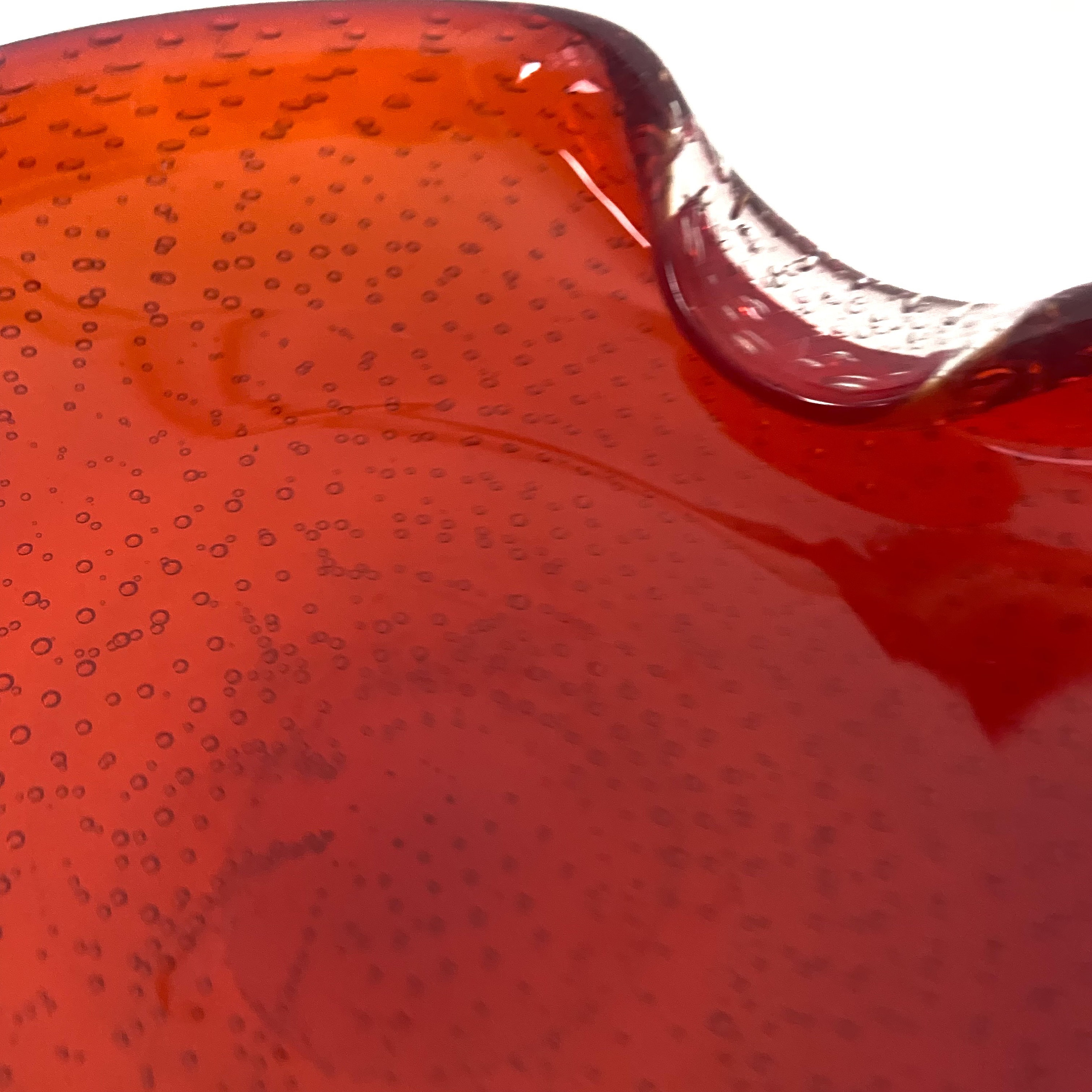 Vintage Whitefriars Murano Style Art Glass Red Biomorphic Bubble Bow - Etsy